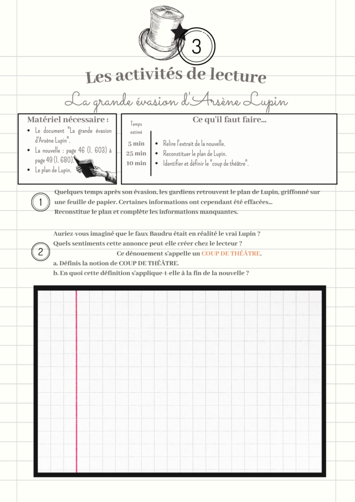 Plan de travail ⎜L’évasion d’Arsène Lupin – Flaubert and Co.