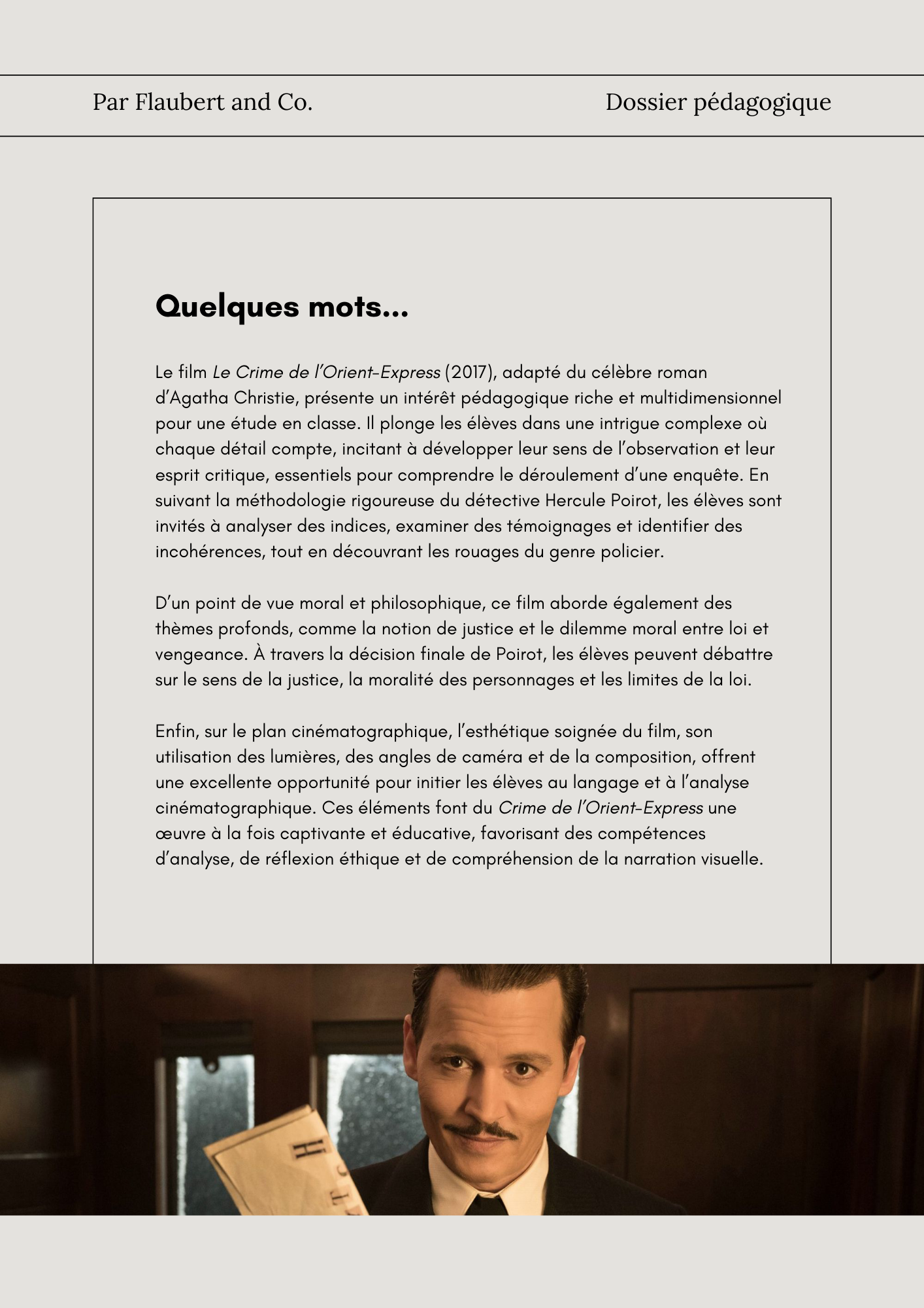 Le Crime de l’Orient Express : le dossier pédagogique – Flaubert and Co.