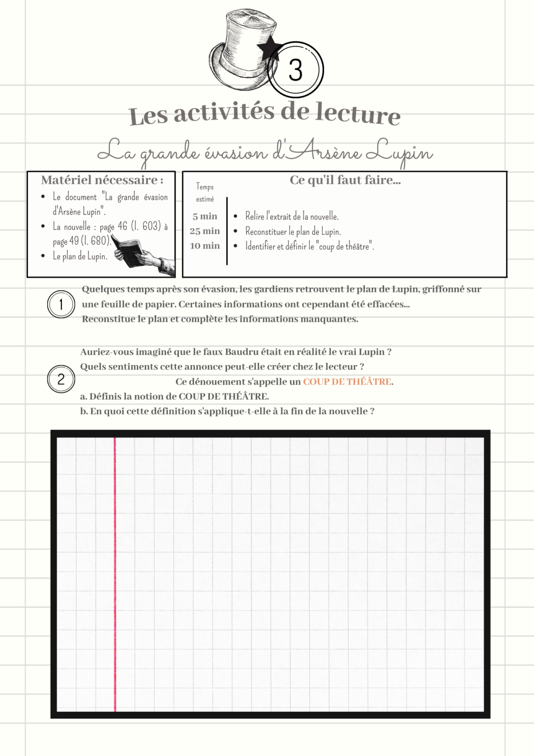 Plan de travail ⎜L’évasion d’Arsène Lupin – Flaubert and Co.
