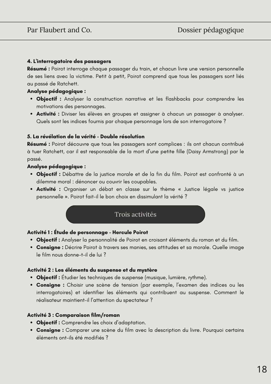 Le Crime de l’Orient Express : le dossier pédagogique – Flaubert and Co.